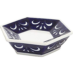 A&B Home 4 Piece Blue & White Ceramic Bathroom Set w/Soap Dispenser Toothbrush Holder Tumbler & Soap Dish