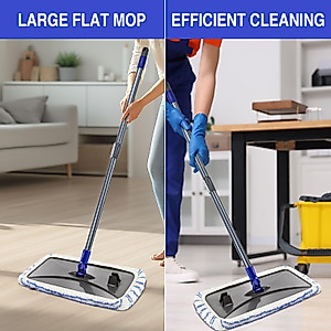 MASTERTOP Microfiber Mops for Floor Cleaning, Extra Large Industrial Mop,Floor Commercial Mop for Wet & Dry Use, Flat Mop for Hardwood, Vinyl, Laminate, Tile Floors, 5 Reusable & Washable Mop Refills