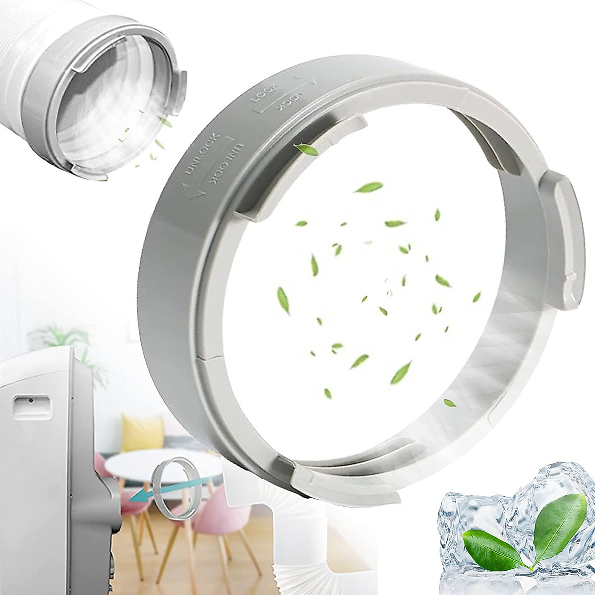 Air Conditioner Exhaust Hose Tube Connector Portable Exhaust Hose Duct Interface Adapter A/C AC Air Conditioner Exhaust Hose Coupler for Portable Mobile Air Conditioner Accessories ( Round)