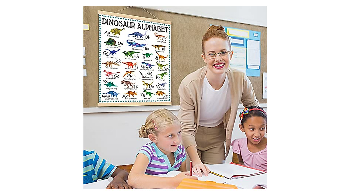 Dinosaur Alphabet Chart - Fun Educational Poster for Kids Classroom
