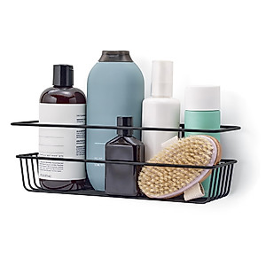 Command Shower Caddy Matte Black with Water Resistant Command Strips, Bathroom Organizer, Holds up to 6.5 lbs, 1 Count (Pack of 1)