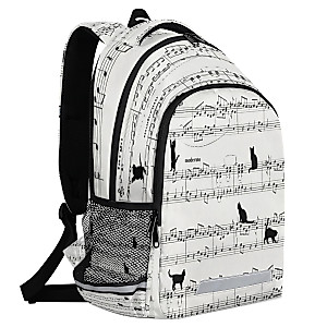 YoCosy Cute Black Cat Animal Music Note Backpack School Bookbag Laptop Purse Casual Daypack for Teen Girls Women Boys Men College Travel