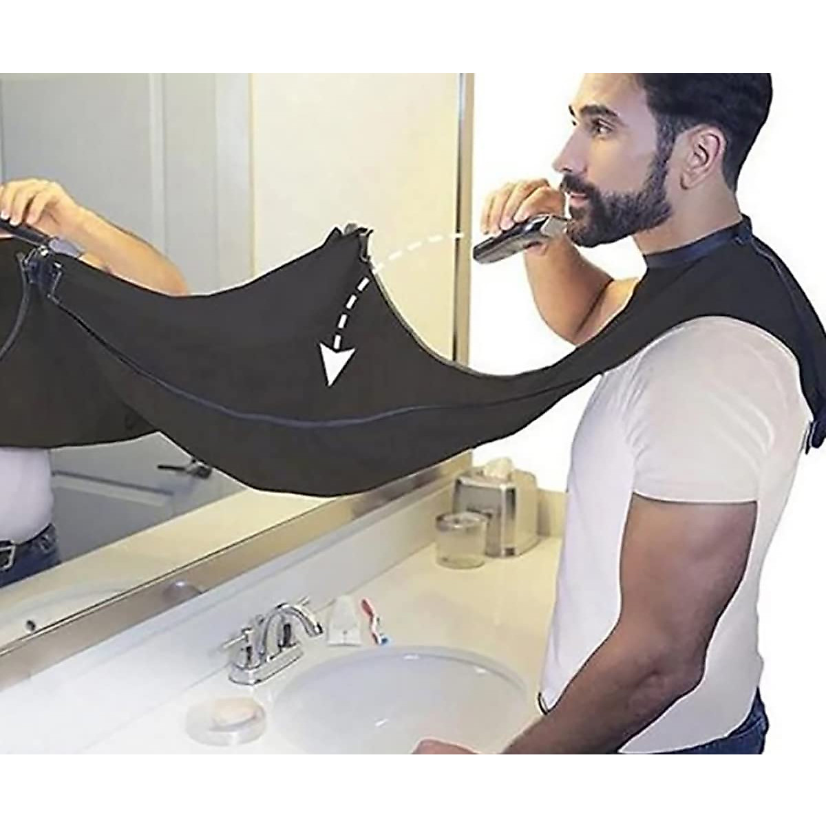 Beard Bib Beard Apron Stocking Stuffers for Men Gifts for Men Dad Fathers Day Anniversary Valentines Christmas Christmas Gifts for Him Boyfriend Husband Son Beard Trimming Catcher Bib (Black)