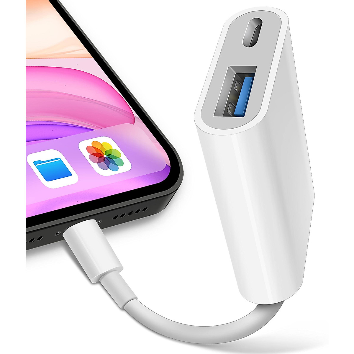 HzyknPower USB Adapter for iPad/iPhone, USB Female Adapter,USB OTG Data Sync Cable,Supports USB Flash Drives,Memory SD Card Readers,MIDI Players,Mouse Keyboards,Plug&Play