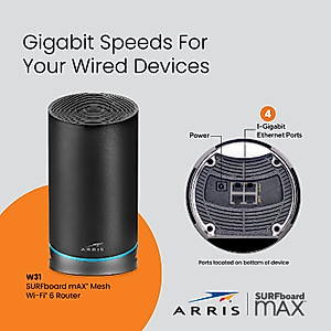 ARRIS Surfboard, S33 DOCSIS 3.1 Modem (2.5 Gbps Max Internet Speeds) & W31 AX11000 WiFi 6 Mesh Ready Router Bundle (WiFi speeds up to 11 Gbps), Alexa Support, Mesh with Your Cable Internet