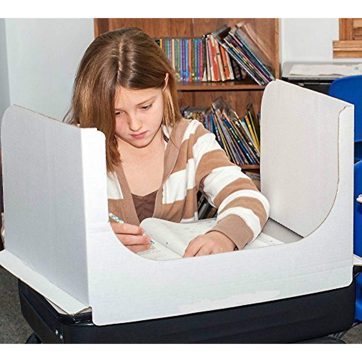 Window Shield - 30% More Student Workspace and 100% Thicker Than Most Brightly Colored "Pretty" Foreign-Made Privacy Shields (40-Pack) - Open Front Window - White - 13" (H) x 20" (W) x 17" (D)