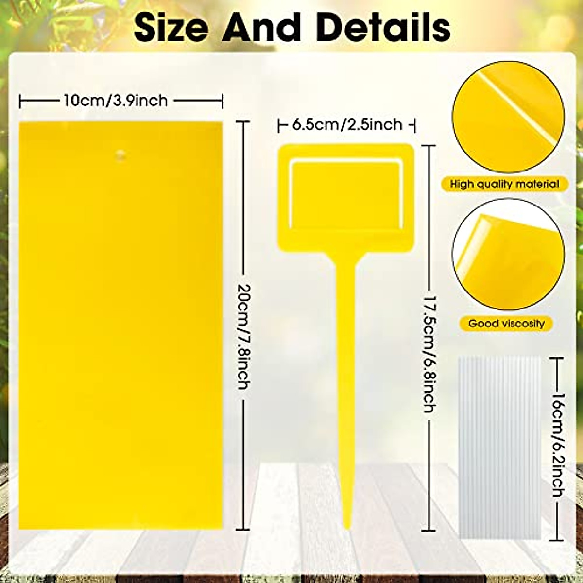 220 Pcs Double Sided Sticky Traps Gnat Killer for Flying Plant Insect Indoor Outdoor Such as Fungus Gnats, Whiteflies, Aphids, Include 200 Twist Ties and 20 Holders, 7.9 x 4 Inches (Yellow)