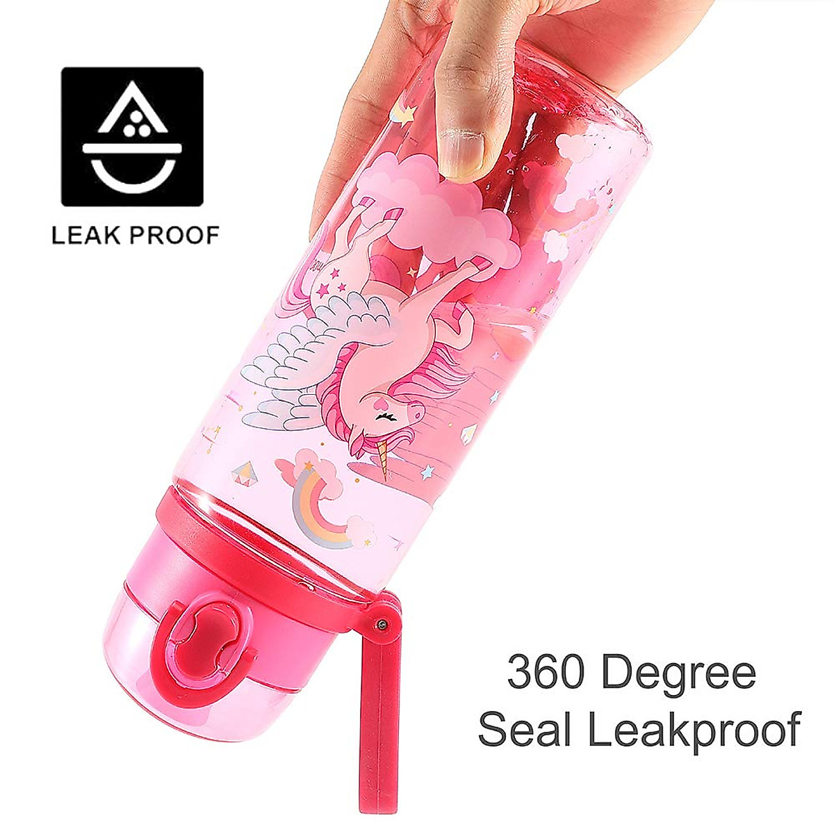 Home Tune Cute Water Bottle for School Kids Girls, Soft Silicone Chug Lid & BPA FREE & Leak Proof & Easy Clean, 24oz / 700ml - Unicorn