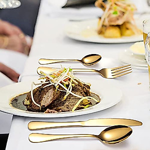 72-Piece Silverware Set with Steak Knives,18/10 Stainless Steel Gold Flatware with Organizer Box Cutlery Set For Home Kitchen Restaurant Hotel,Utensils Set, Dishwasher Safe