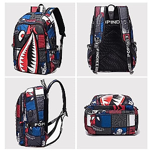 XKJFOTCY Shark Backpack for Boys, Fashion Multi-Functional Teens Bookbag, Laptop Backpack, Casual Daypack