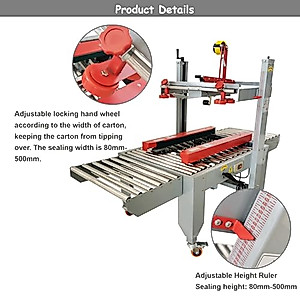 Banfluxion 110V 180W Left-and-Right Drive Double-Flap Tape Sealing Machine for Small Box Automatic Box Carton Packing Sealer 35-50mm Tape Width 0-18m/min