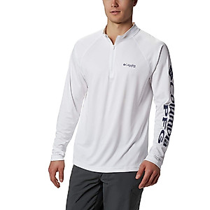 Columbia Men's PFG Terminal Tackle 1/4 Sleeve Zip Tee, Breathable, UV Sun Protection