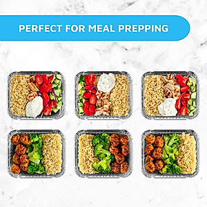 MontoPack Disposable Takeout Pans with Clear Lids | 1lb Capacity Aluminum Foil Food Drip Containers with Strong Seal for Freshness & Spill Resistance | Earth, Eco-Friendly & Recyclable 100Pack 5x4”