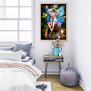 FEGAGA 5D Diamond Painting Cartoon Character Angel Girl Kit for Adults Diamond Art Cartoon Character Painting by Number Kits Gem Art Wall Home Decor(11.8 x15.7 inch)