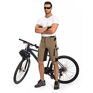 Hiauspor Men's Hiking Cargo Shorts Lightweight Quick Dry Stretch Casual Shorts for Golf Fishing Tactical Outdoor Bike Shorts (Khaki, X-Large)