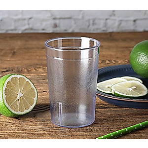 New Star Foodservice 46649 Tumbler Beverage Cup, Stackable Cups, Break-Resistant Commercial SAN Plastic, 8 oz, Clear, Set of 12