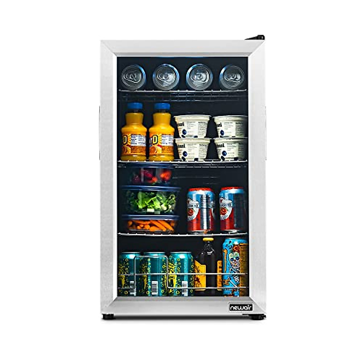 NewAir Small Cooler 2.4 Cu. Ft. Mini Fridge for Bedroom in Stainless Steel, 100 Can Capacity Beverage Refrigerator with 5 Custom Temperature Settings for Beer, Wine, Soda, and Cooler Drinks