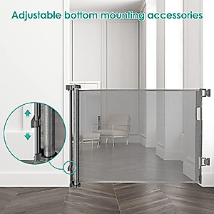 Retractable Baby Gate 65" Dog Gate Mesh Safety Pet Gate Indoor Outdoor Child Safety Baby Gates for Stairs, Doorways, Hallways