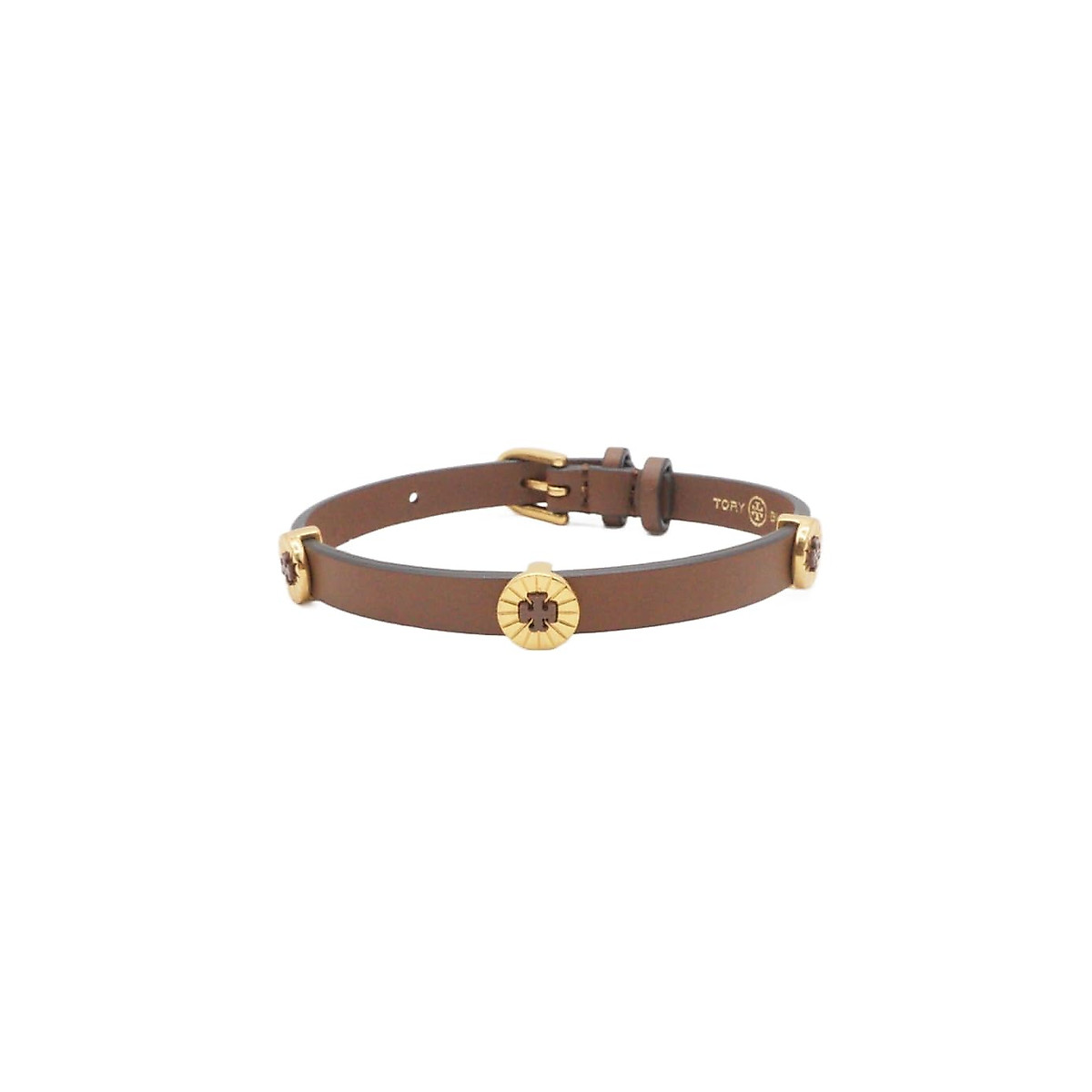 Tory Burch 143363 Britten Rolled Brass/Moose Brown Enamel Single Wrap Women's Bracelet
