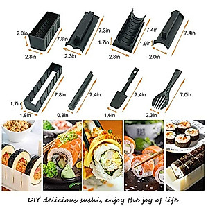 WITBASS 10 Pieces DIY Home Sushi Making tool Kit with Complete Sushi Set, Plastic Sushi Maker Tool Complete with 8 Sushi Rice Roll Mold Shapes Fork Spatula