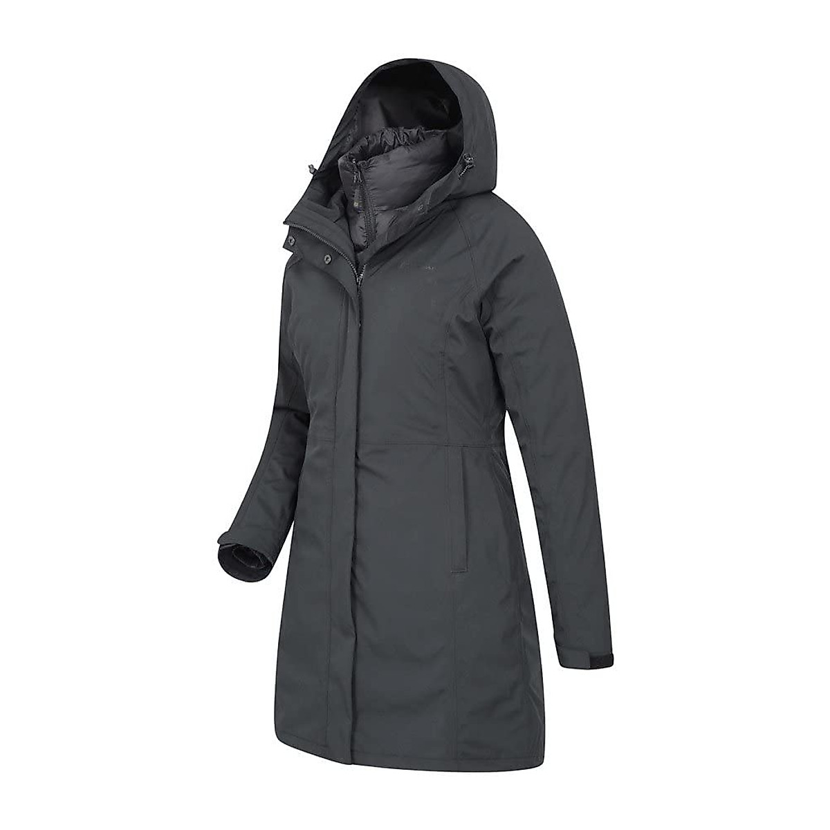 Mountain Warehouse Alaskan Womens Long 3 in 1 Jacket Jet Black Womens Size 8 US