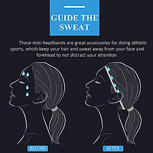 9 Pieces Thick Non-Slip Elastic Sport Headbands, Elastic Silicone Grip Exercise Hair and Sweatbands for Yoga (Black, Gray)