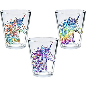 World Buyers Set of 3 Decorative shot glasses with 3 variation images Product Dimensions: 1.3125Dia x2.375 H (Unicorns)