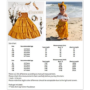 LXXIASHI 3PCS Toddler Baby Girl Off Shoulder Ruffle Crop Top + Maxi Long Skirt + Headband Outfits Set (White Yellow, 3-4 Years)