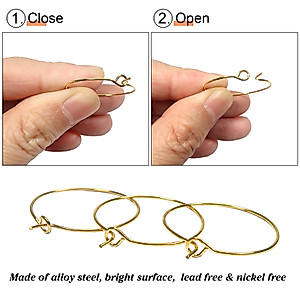 TOAOB 100pcs Wine Glass Charm Rings 25mm Gold Plated Open Earring Beading Hoop Party Favor