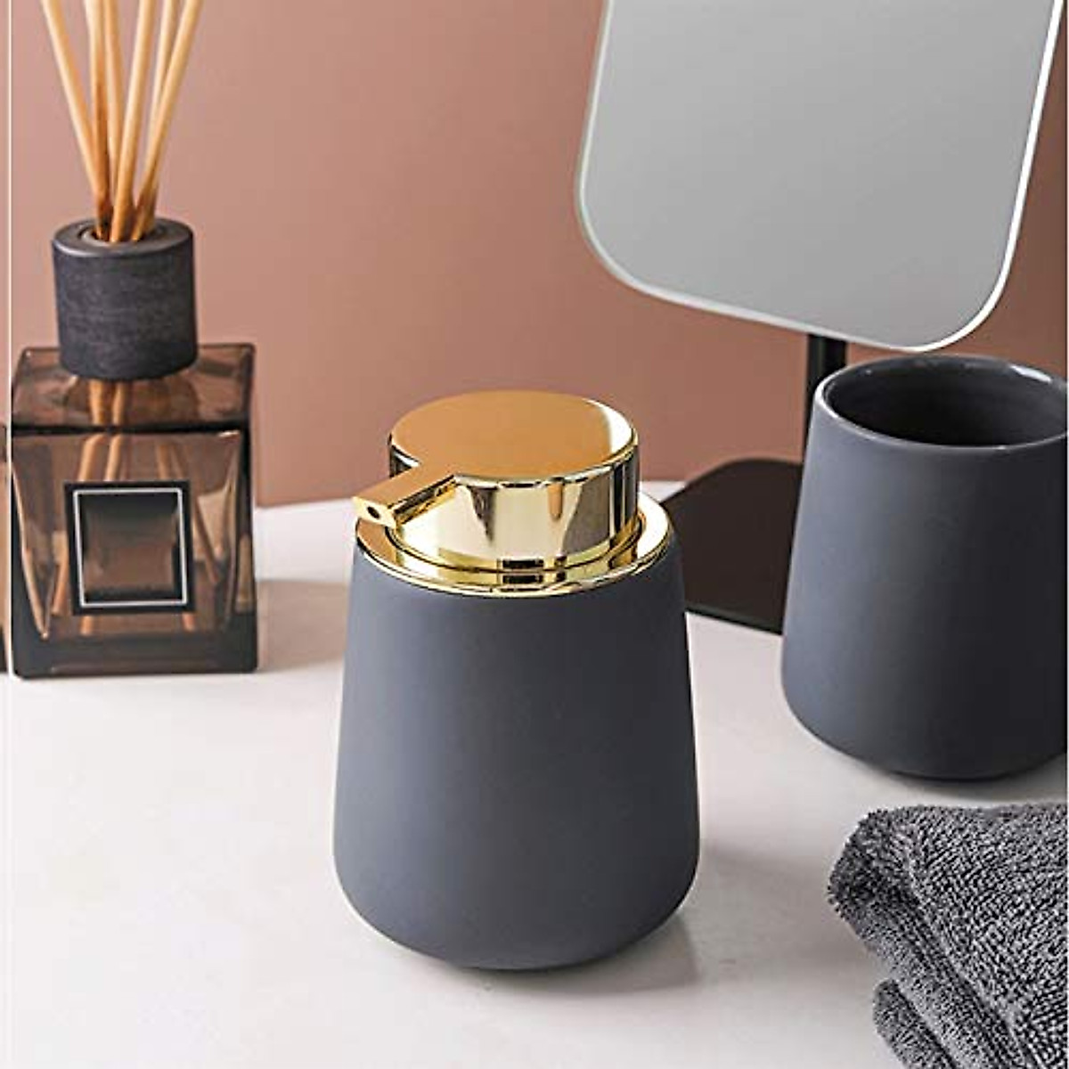 Refillable Liquid Hand Soap Dispenser Decorative Ceramic Refillable Liquid Soap Dispenser Pump Bottle for Bathroom, Kitchen Sink - Holds Hand Soap, Dish Soap. Ceramics Foam soap Dispenser Pump Bottle