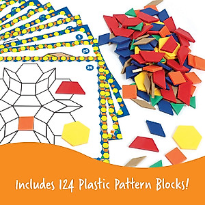 Learning Resources Pattern Block Activity Set, 20 Double-Sided Cards, Puzzles for Kids, Easter Gifts for Kids, Ages 4+