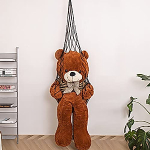 Novel Stuffed Animal Net or Hammock Macrame Plush Toy Display- One Hook Only! Convenient for Corners, Walls and Ceiling Hanging Net, Stuff Animal Storage for Kid Room Bedroom Playroom-Black