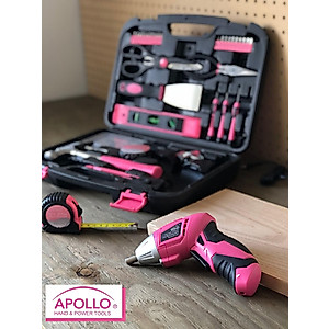 135 Piece Household Tool Kit Pink with Pivoting Dual-Angle 3.6 V Lithium-Ion Cordless Screwdriver - DT0773N1