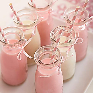 ALINK Biodegradable Pink Paper Straws, Pack of 100 Party Straws for Juice, Cocktail, Smoothies, Birthday, Wedding, Bridal/Baby Shower and Christmas Decorations