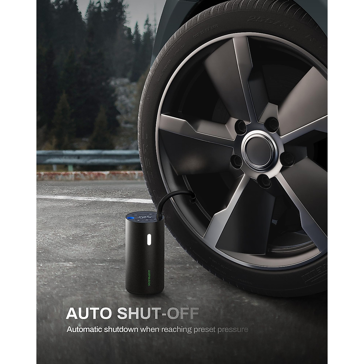 Tire Inflator Portable Air Compressor, AMPBANK AT004 Smart Air Pump for Car Tires, Auto Tire Inflator 150PSI with Pressure Gauge & LED Screen, 2X Faster Air Compressor for Car, Motorcycle, Bike, Ball