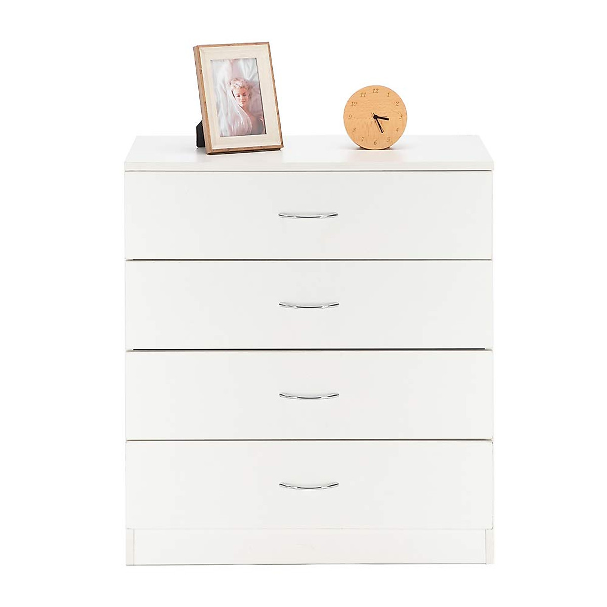 Karl home White 4 Drawer Dresser for Bedroom, Modern Nightstand Storage Chest of Drawer, Wooden Side Table End Table, Living Room, Reception Room
