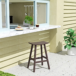 WestinTrends Malibu 29 Inch Outdoor Bar Stools, All Weather Resistant Poly Lumber Adirondack Bar Height Stools, Dark Brown