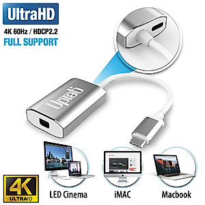 UPTab USB C to Mini DisplayPort Adapter UPTab (4K@60Hz) USB-C/Thunderbolt 3 to MDP Adapter with Power Port for New M2 MacBook Pro/Air, iPad Pro, Mac Mini M1/M2, iMac and More (Silver)