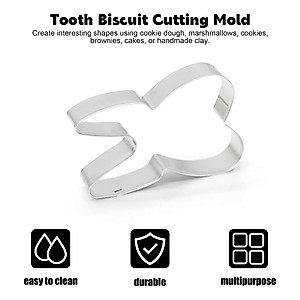 Tooth Cookie Cutters,Stainless Steel Cookie Cutter Fondant Cutter,DIY Baking Tools for Kids Birthday Party Cake, Cookies & Sandwiches Dentist Day Gifts