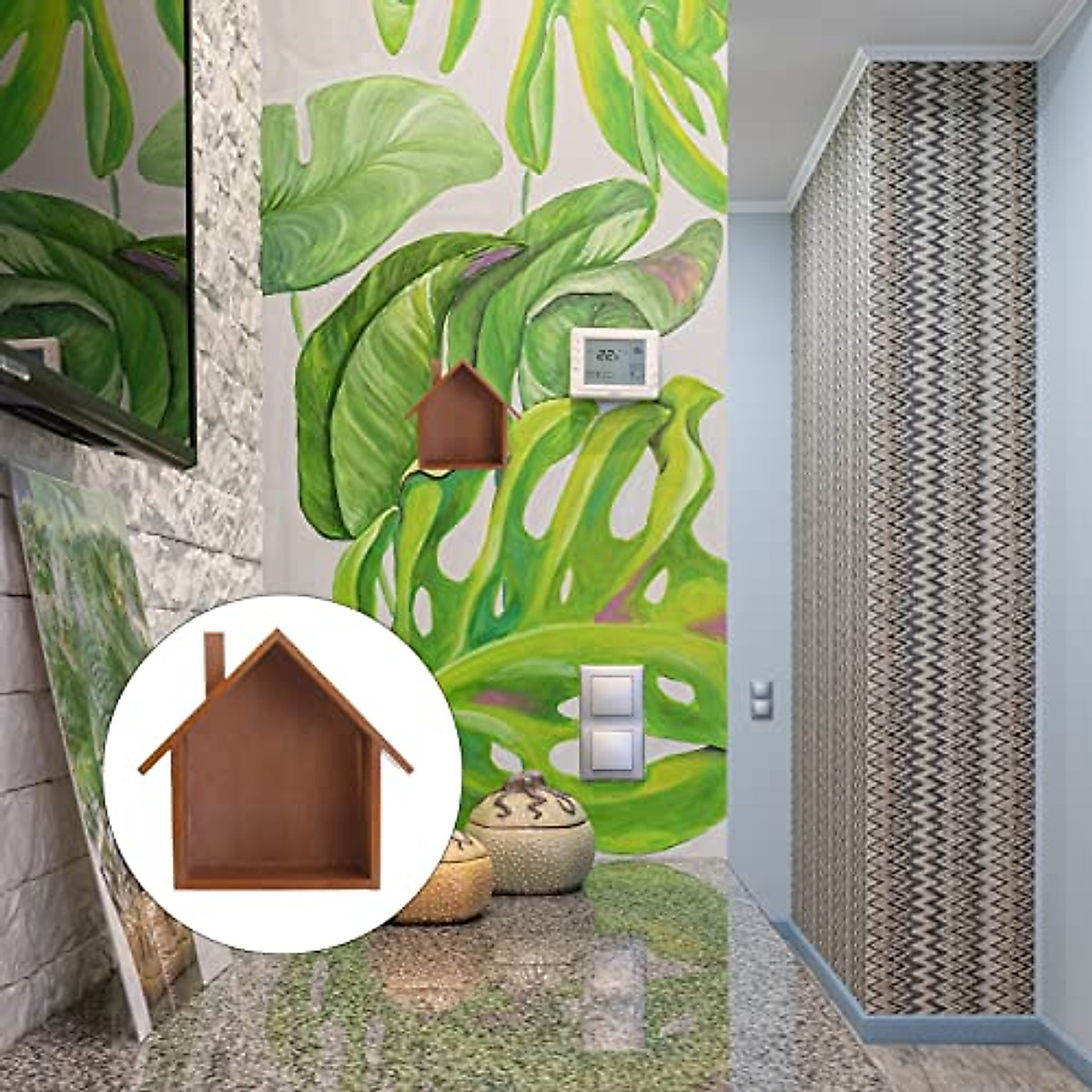 ORFOFE Picture Ledge Shelf Wooden House- Shaped House Shaped Wall Shelf House Shaped Floating Shelf House Shaped Wooden Shelf Wall Storage Shelf Flower Pot Stand