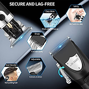 vsmooth Hair Clippers Cordless Hair Trimmer Electric Barber Clippers - Zero Gapped Trimmer Professional Beard Trimmer Rechargeable Hair Cutting Kit (Black)