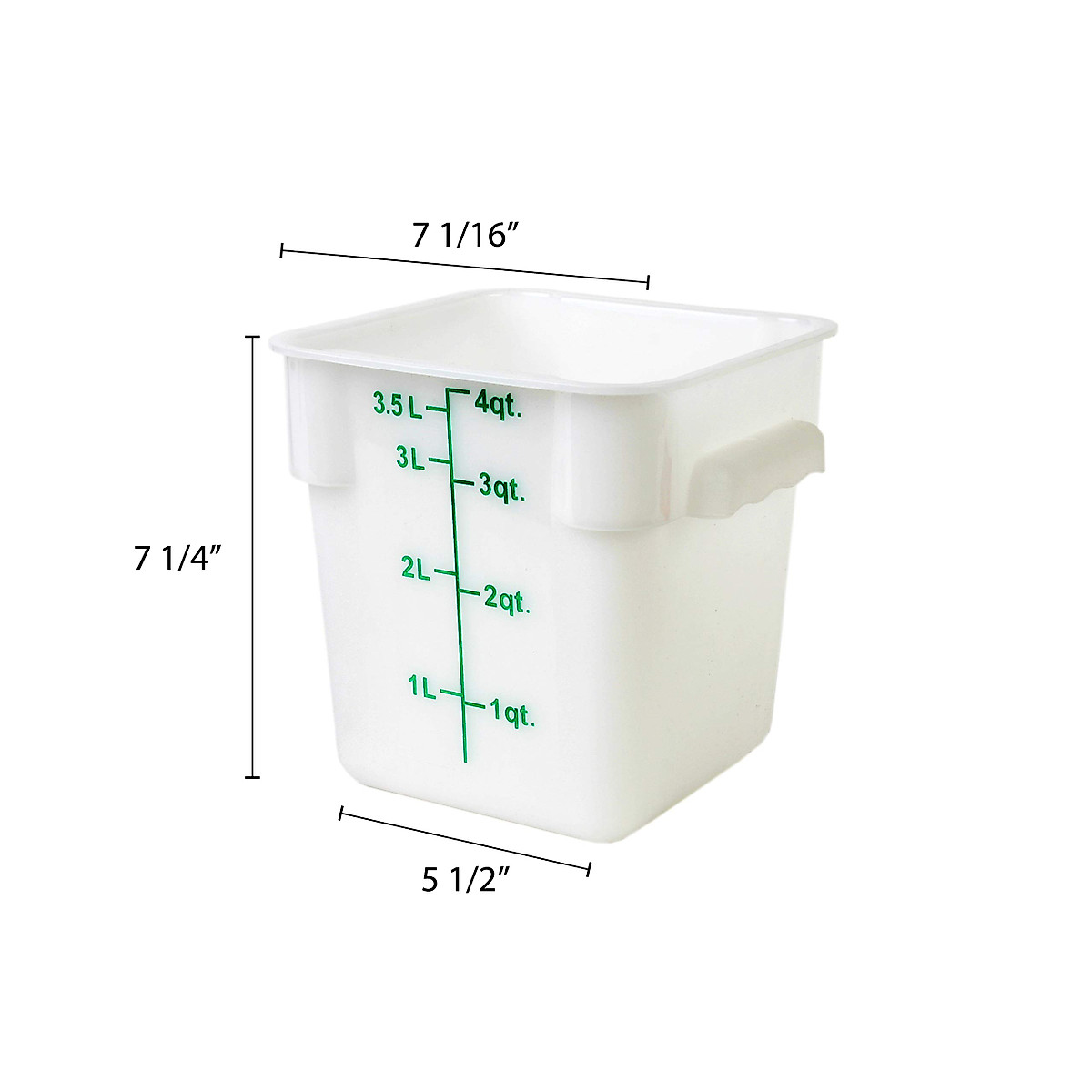 Excellante 4-Quart Polypropylene Square Food Storage Containers, White