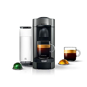 Nespresso VertuoPlus Coffee and Espresso Machine Bundle by De'Longhi with Vertuoline Variety Pack Coffees included