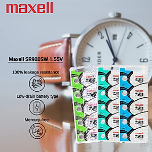 Maxell Hologram SR920SW (371) 1.55 Volt Silver Oxide Watch Battery, On Tear Strip