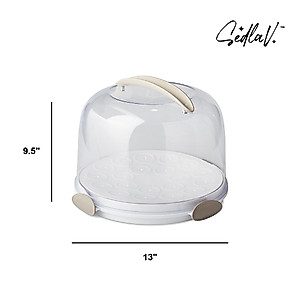 SEDLAV Round Cake Carrier with Lid and Handle - Dishwasher Safe, Sturdy Cake Plate with Dome, Shockproof and Waterproof - Holds up to 13" x 13" x 9.5" Cakes or 24 Cupcakes - Cake Holder with Lid