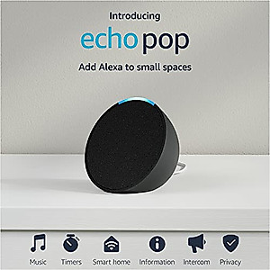 Amazon Echo Pop | Full sound compact smart speaker with Alexa | Charcoal