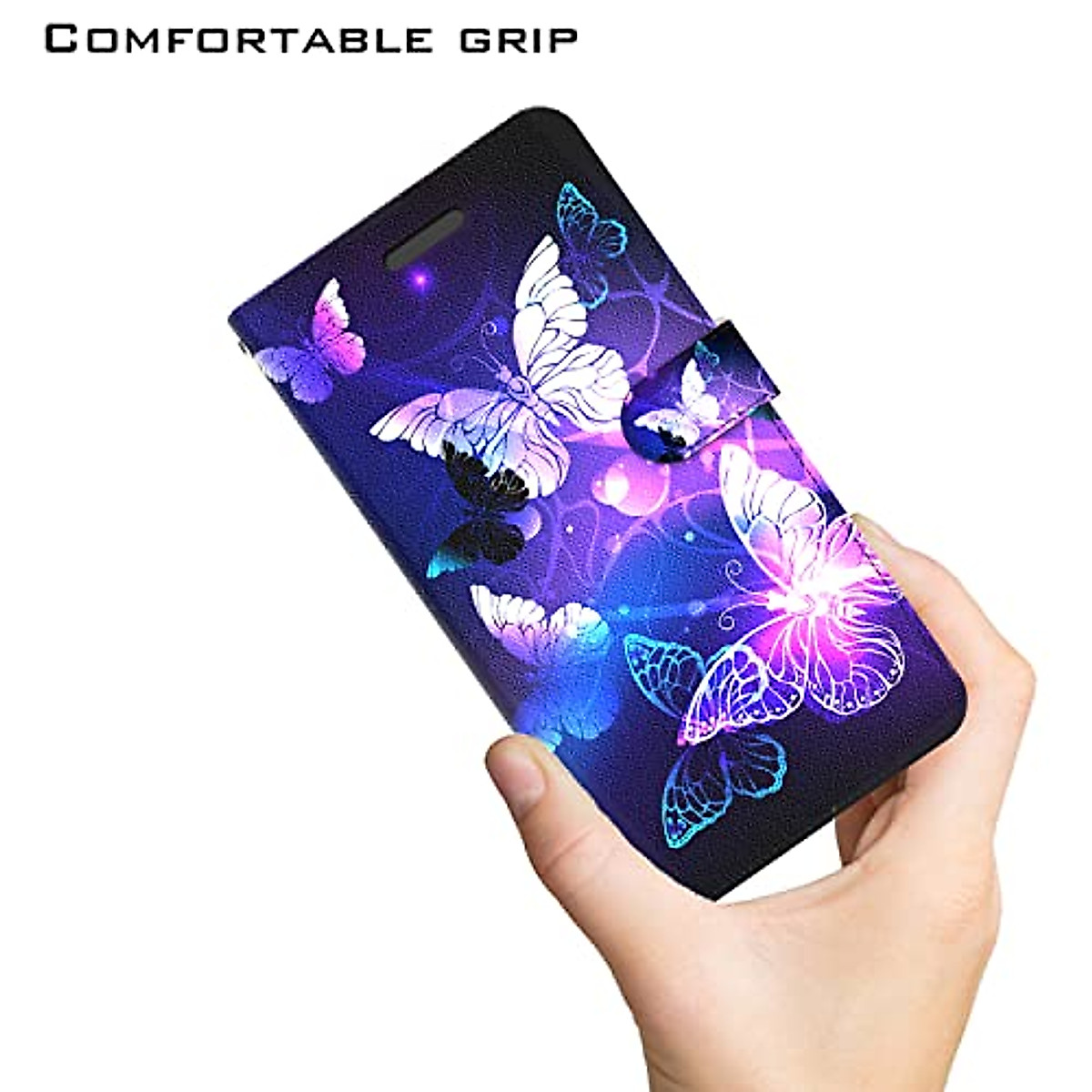 EnCases for iPhone 14 Pro Max Case,iPhone 14 Pro Max Wallet Case with Hand Strap PU Leather Clip Flip Case for Apple iPhone 14 Pro Max Card Holder (Stand Feature) for iPhone 14 Pro Max Case Butterfly