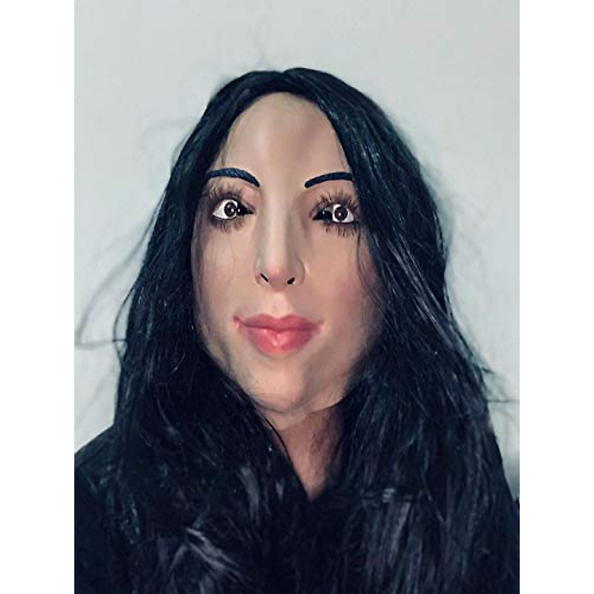 HENGYUTOYMASK Latex Female Mask Rubber Human Woman Face Realistic Overhead Masks Fancy Doll Costume