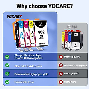 Compatible 902XL (4-Pack) Ink Cartridge Replacement for HP 902XL 902 High Yield, Work for Officejet Pro 6978 6960 6962 6968 6954 6958 6950 6951 6970 Printers (Black, Cyan, Magenta, Yellow)
