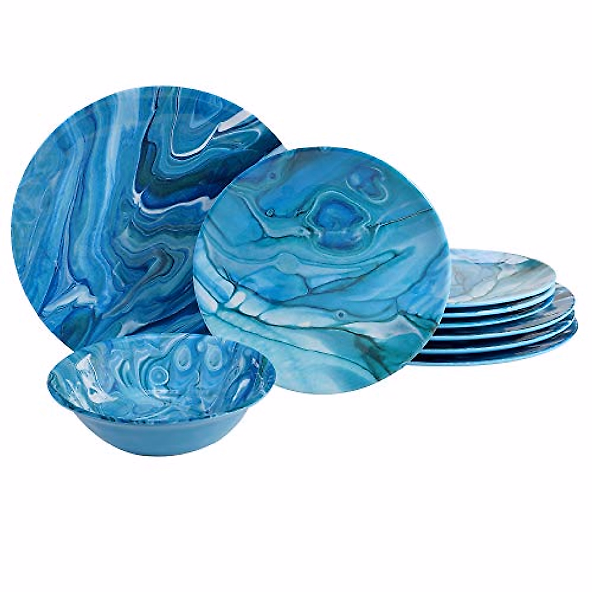 Certified International Fluidity 12 Piece Melamine Dinnerware Set, Service for 4, Multi Colored